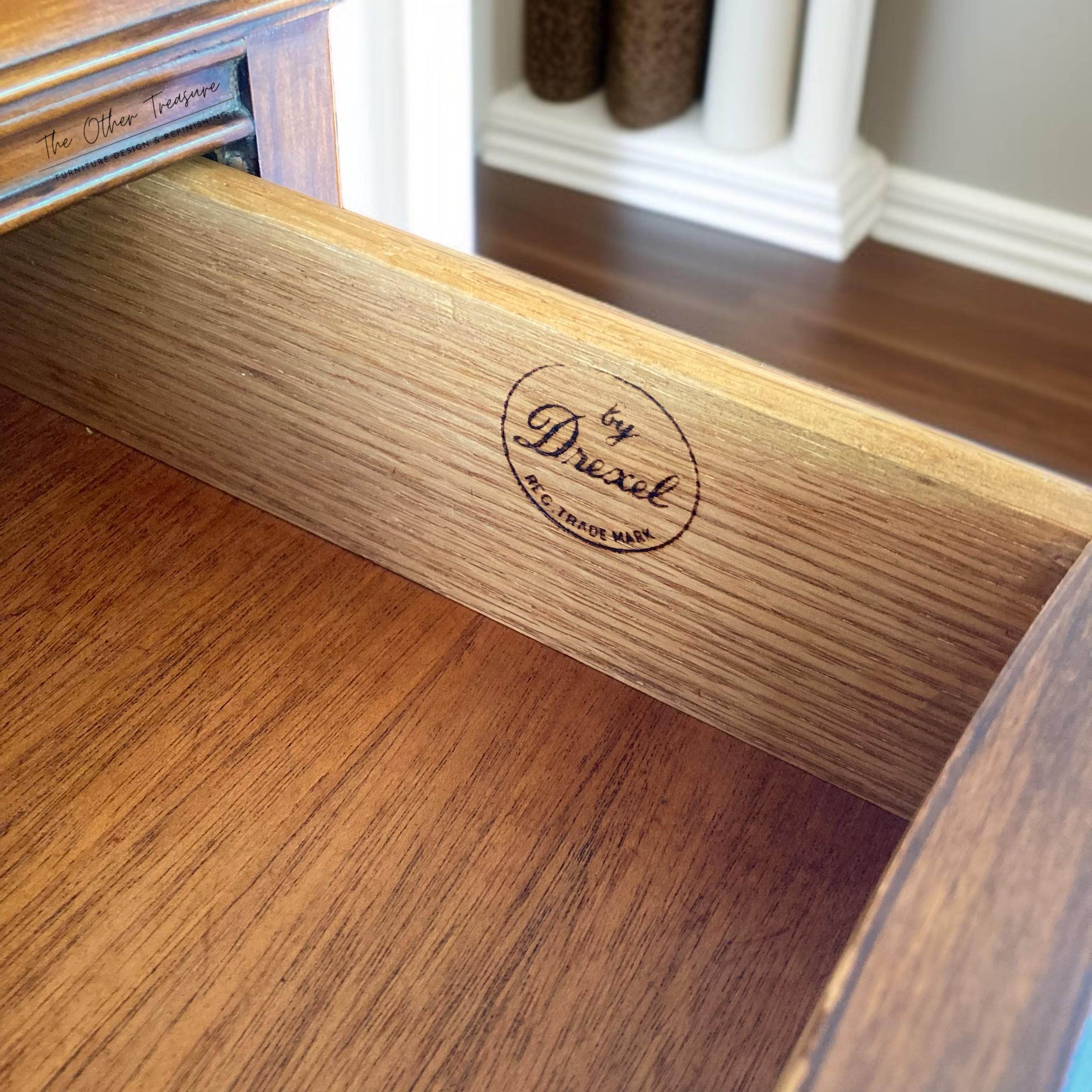 SOLD - Drexel Travis Court Mahogany Triple Dresser | Serpentine Dresser ...