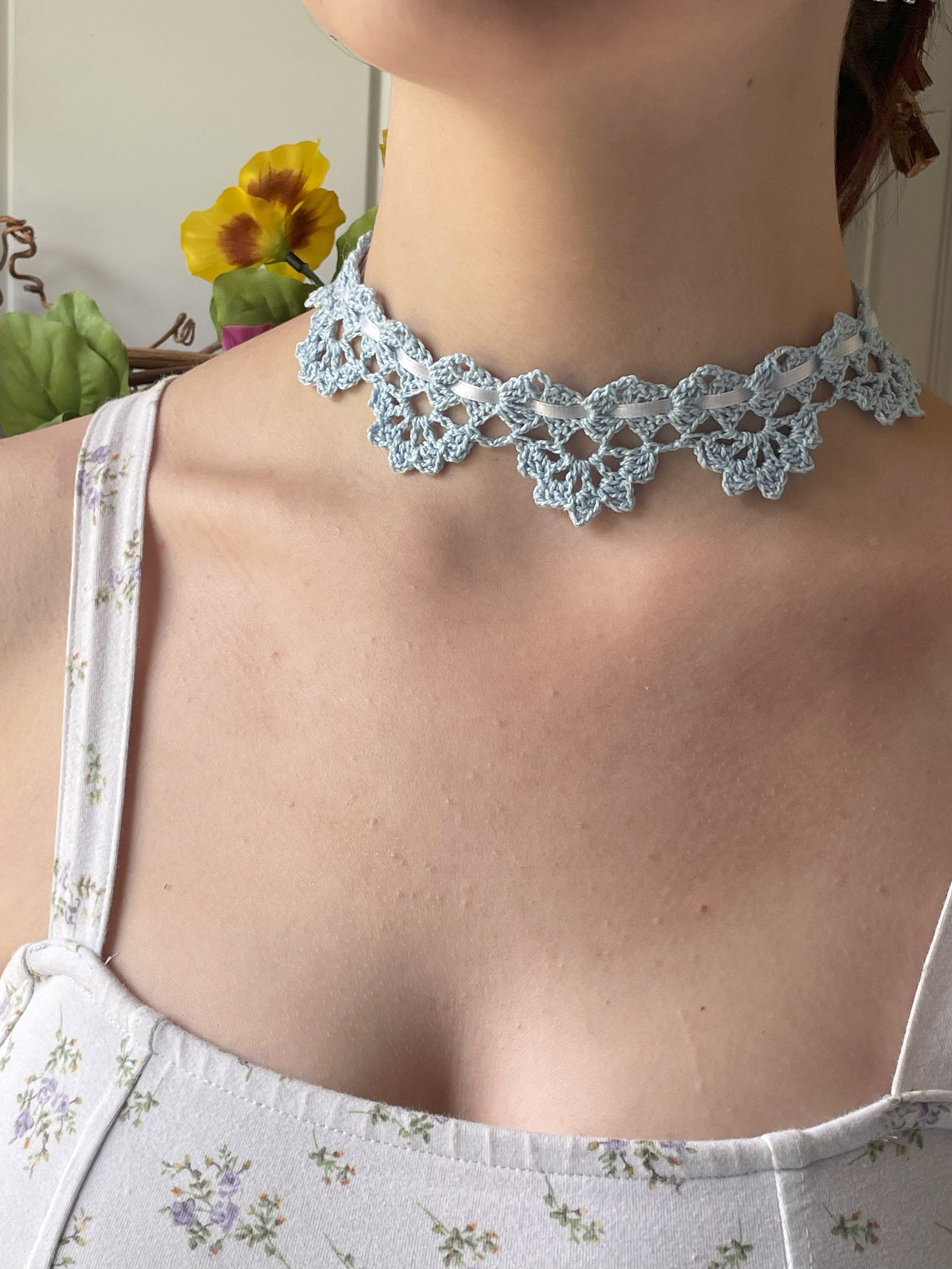 Crochet Lace Choker Necklace Cute Necklace Crochet - Etsy