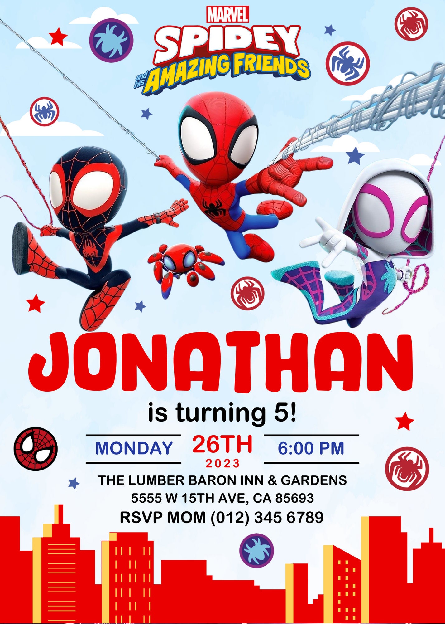 Plantilla editable de invitación de cumpleaños de Spidey y sus - Etsy ...