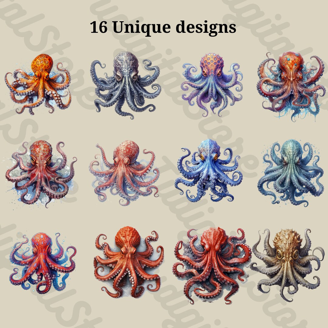 Octopus Clipart - 16 Ocean Clipart Octopus Lover - Marine Creatures ...