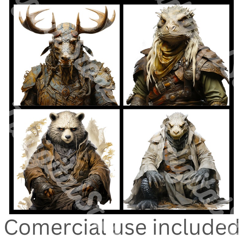 Forest Animals Clipart - Ancient Fighter Animals Clipart Illustrations ...