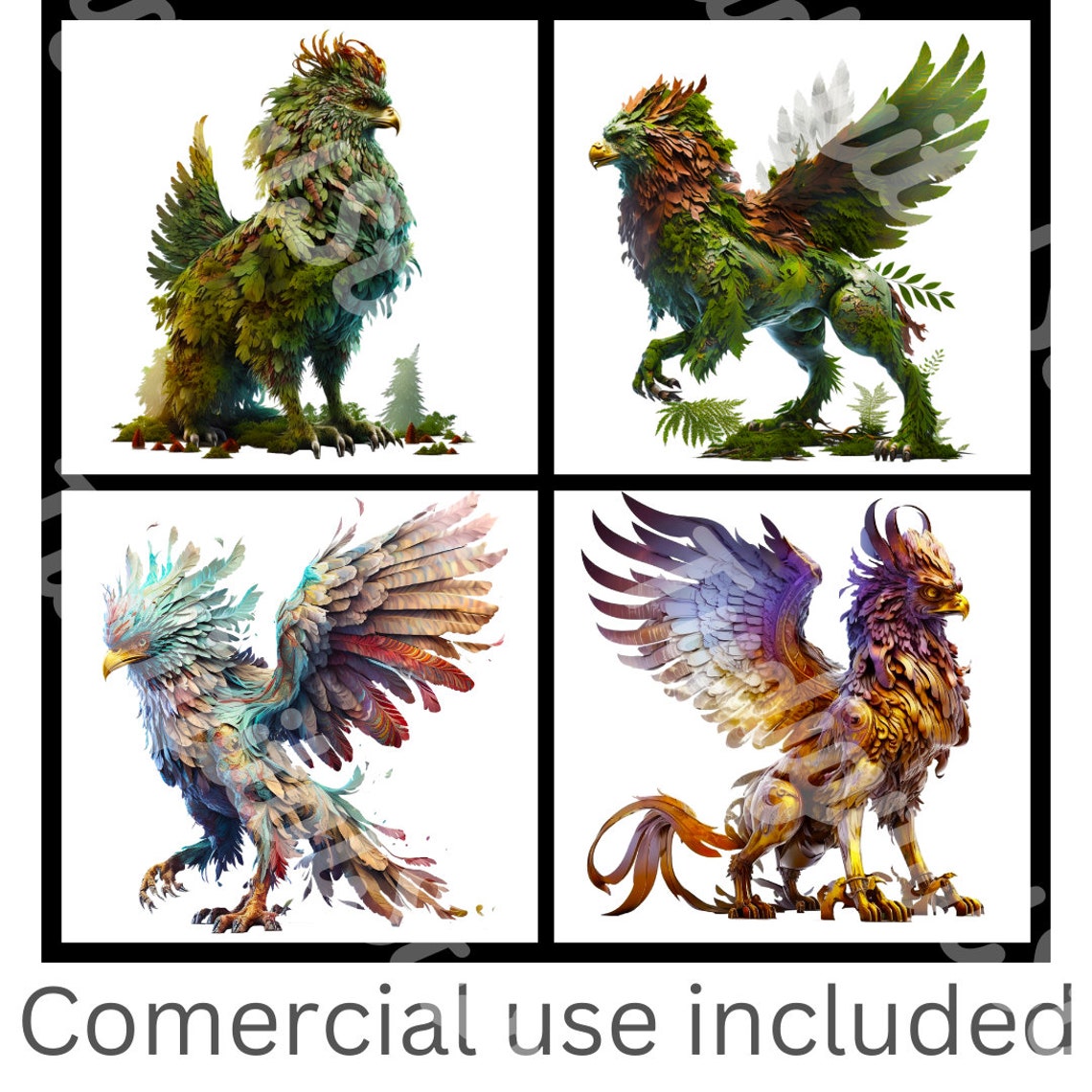 Fantasy Griffin Clipart Mythical Creatures Clipart Bundle Magical ...