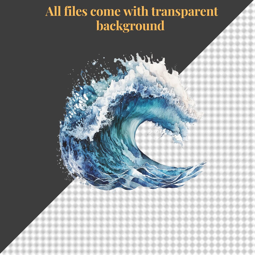 Watercolor Ocean Waves Clipart - 20 Ocean Waves PNG - Summer PNG ...