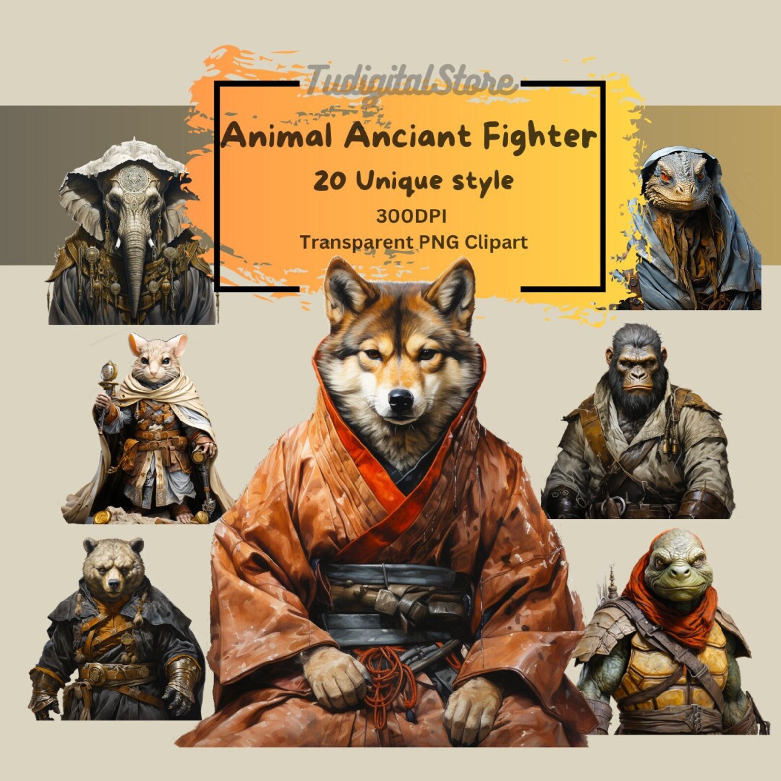 Forest Animals Clipart - Ancient Fighter Animals Clipart Illustrations ...