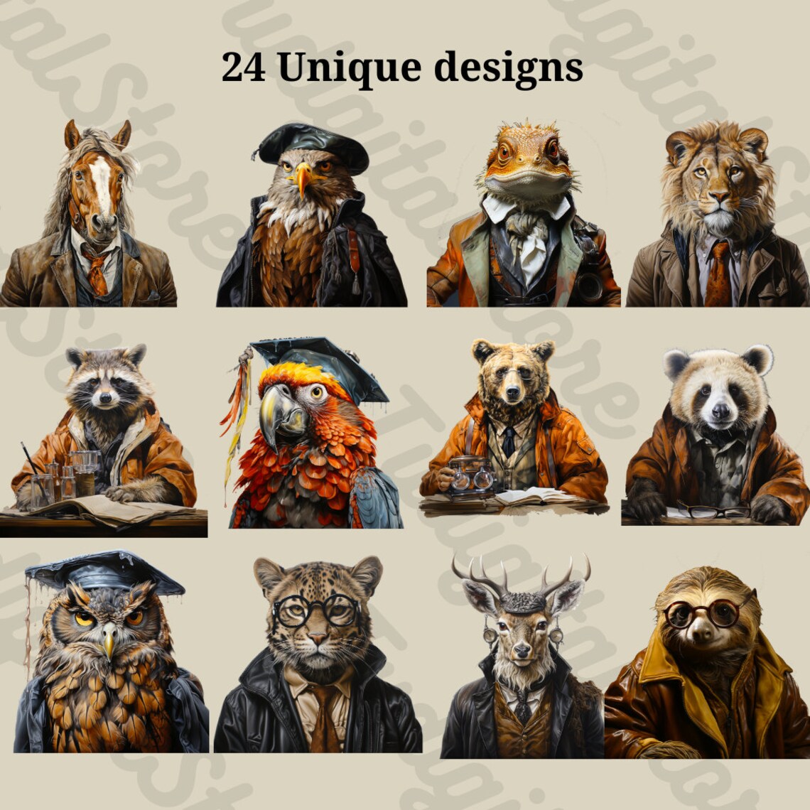 Professor Animal Clipart Cute Animal PNG 24 Animals Dressed Farm Animal ...