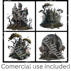 Haunted House Clipart - 20 Spooky Manor Gothic Style - Halloween-themed ...
