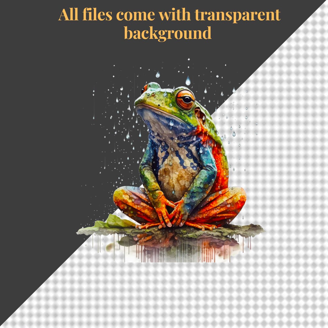 Frog in the Rain Clipart - Umbrella Graphics - Toads in Rain PNG ...