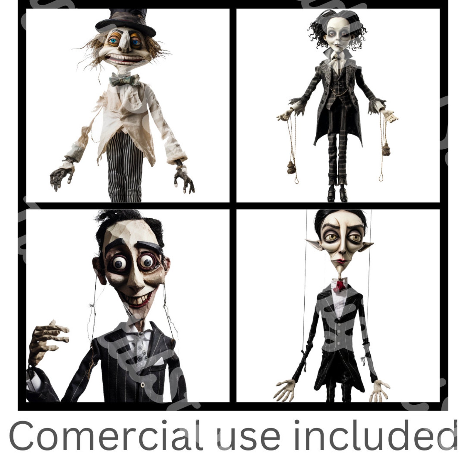 Puppet Clipart - Puppets Creepy Doll Halloween Themed Gothic Horror ...