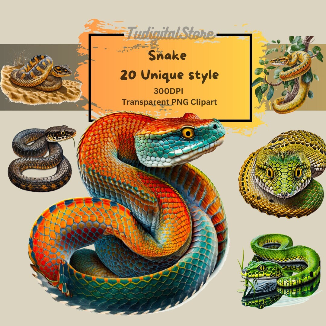 Snake Clipart - 20 Reptile Clipart Bundle Green Snake - Animal Clipart ...
