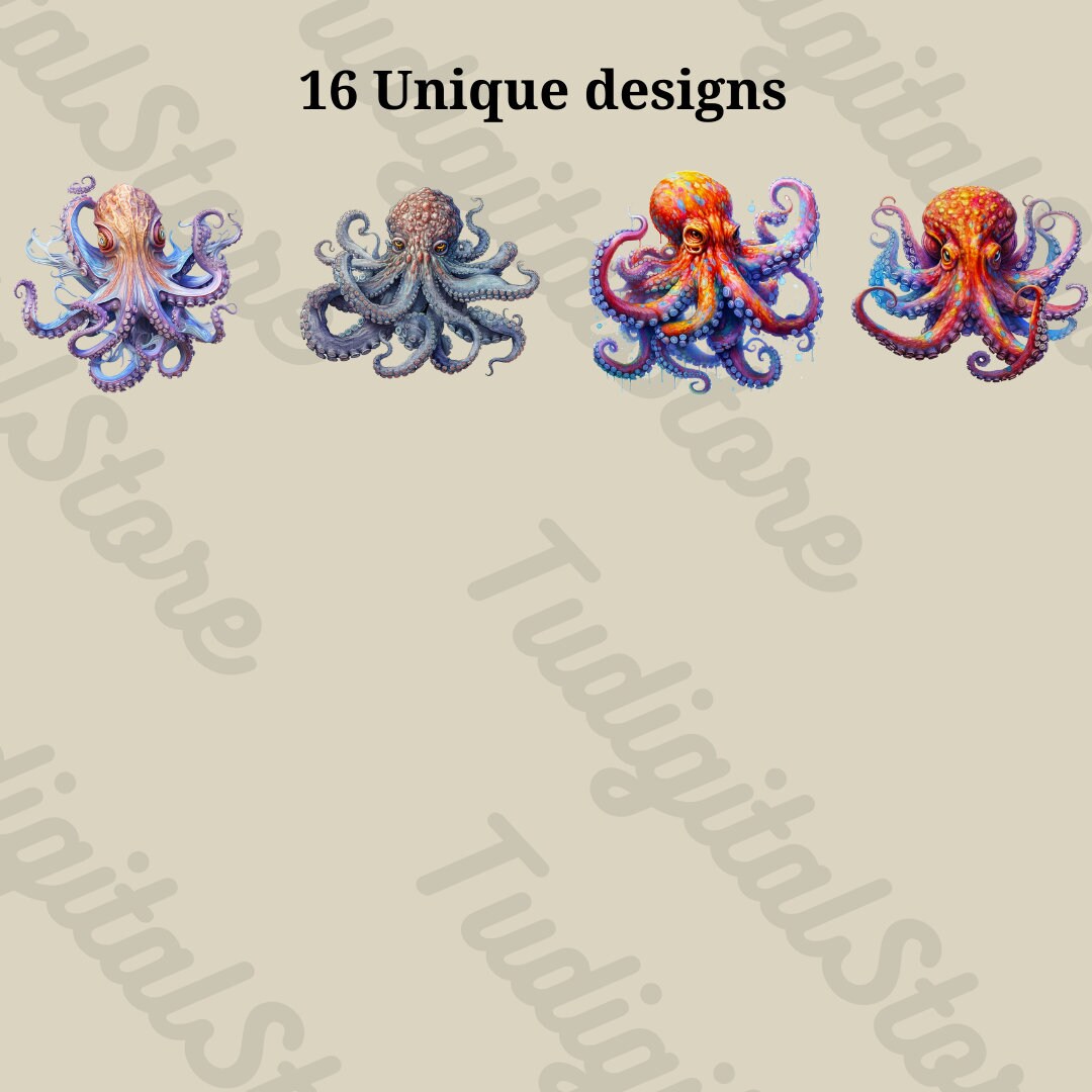 Octopus Clipart - 16 Ocean Clipart Octopus Lover - Marine Creatures ...