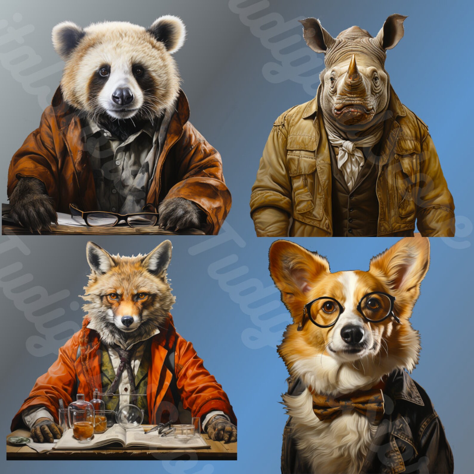 Professor Animal Clipart Cute Animal PNG - 24 Animals Dressed - Farm ...