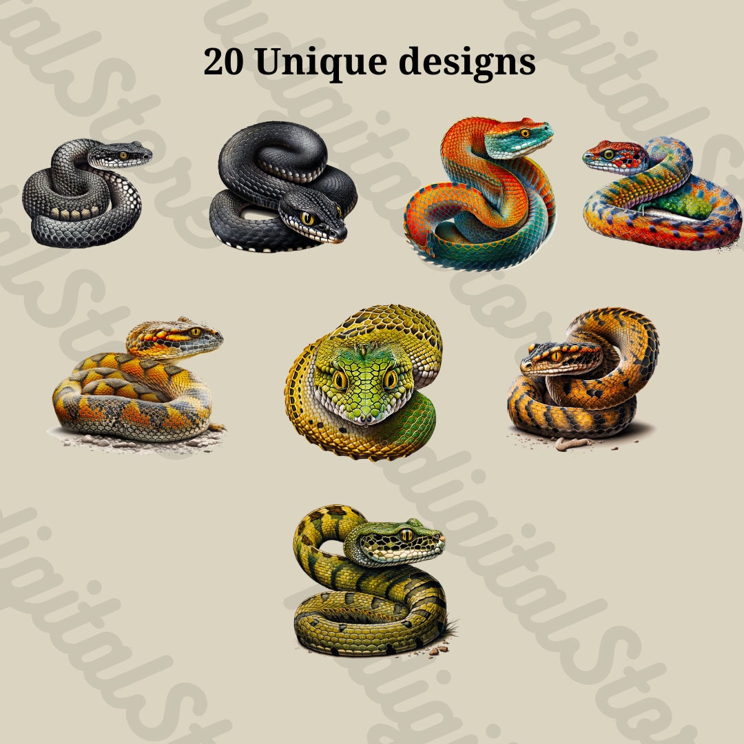 Snake Clipart 20 Reptile Clipart Bundle Green Snake Animal Clipart ...