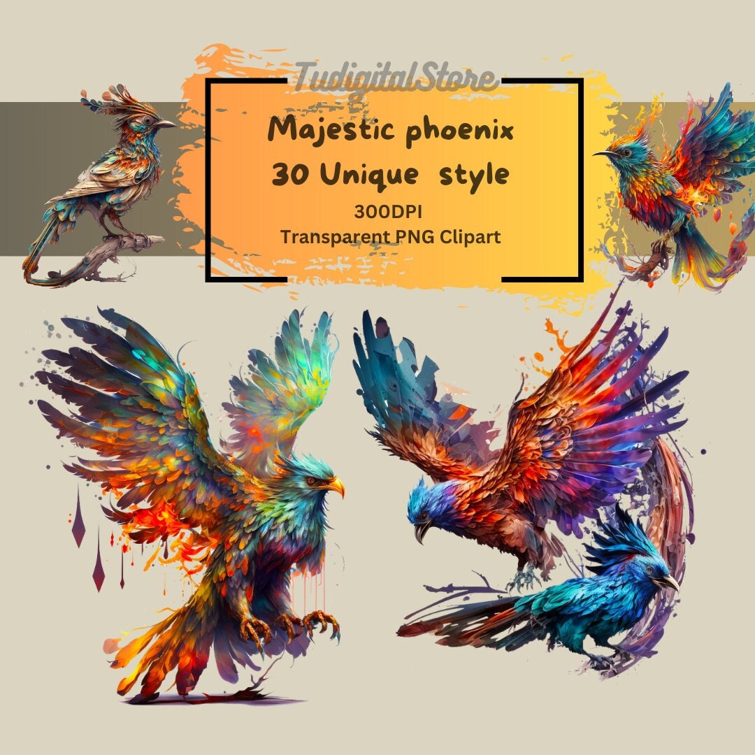 Phoenix Clipart Mythical Creatures - Majestic Beasts - Flying Bird ...