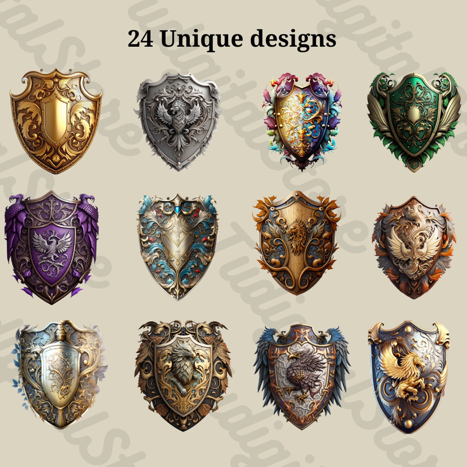 Shield Clipart - 24 Fantasy Shield PNG - Armor Clipart - Stylized ...