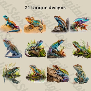 Colorful Lizard Clipart - 24 PNG Bundle - Lizard Lover - Reptile ...