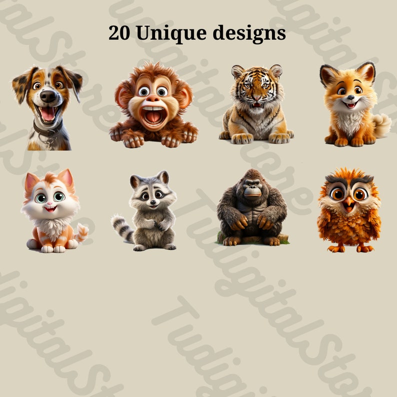 Cute Animal Clipart 20 Baby Animal PNG Nursery Animals - Etsy