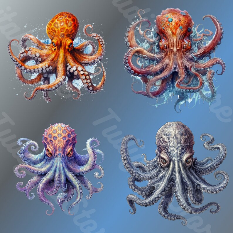 Octopus Clipart - 16 Ocean Clipart Octopus Lover - Marine Creatures ...