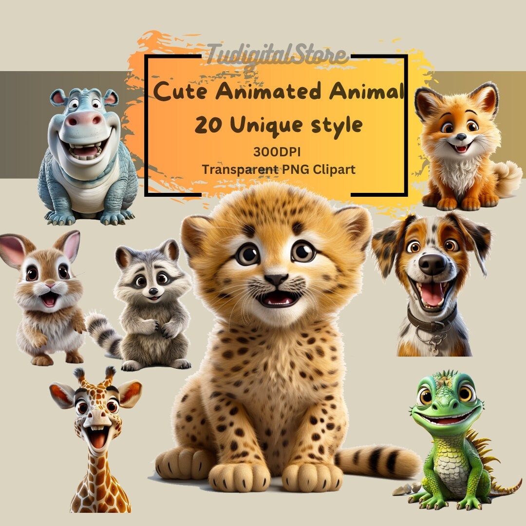Cute Animal Clipart - 20 Baby Animal PNG - Nursery Animals Printable ...
