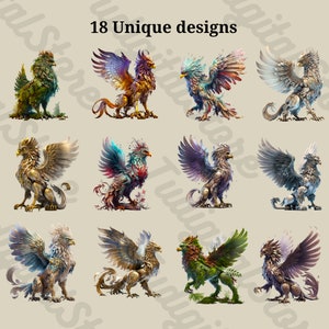 Fantasy Griffin Clipart - Mythical Creatures Clipart Bundle - Magical ...