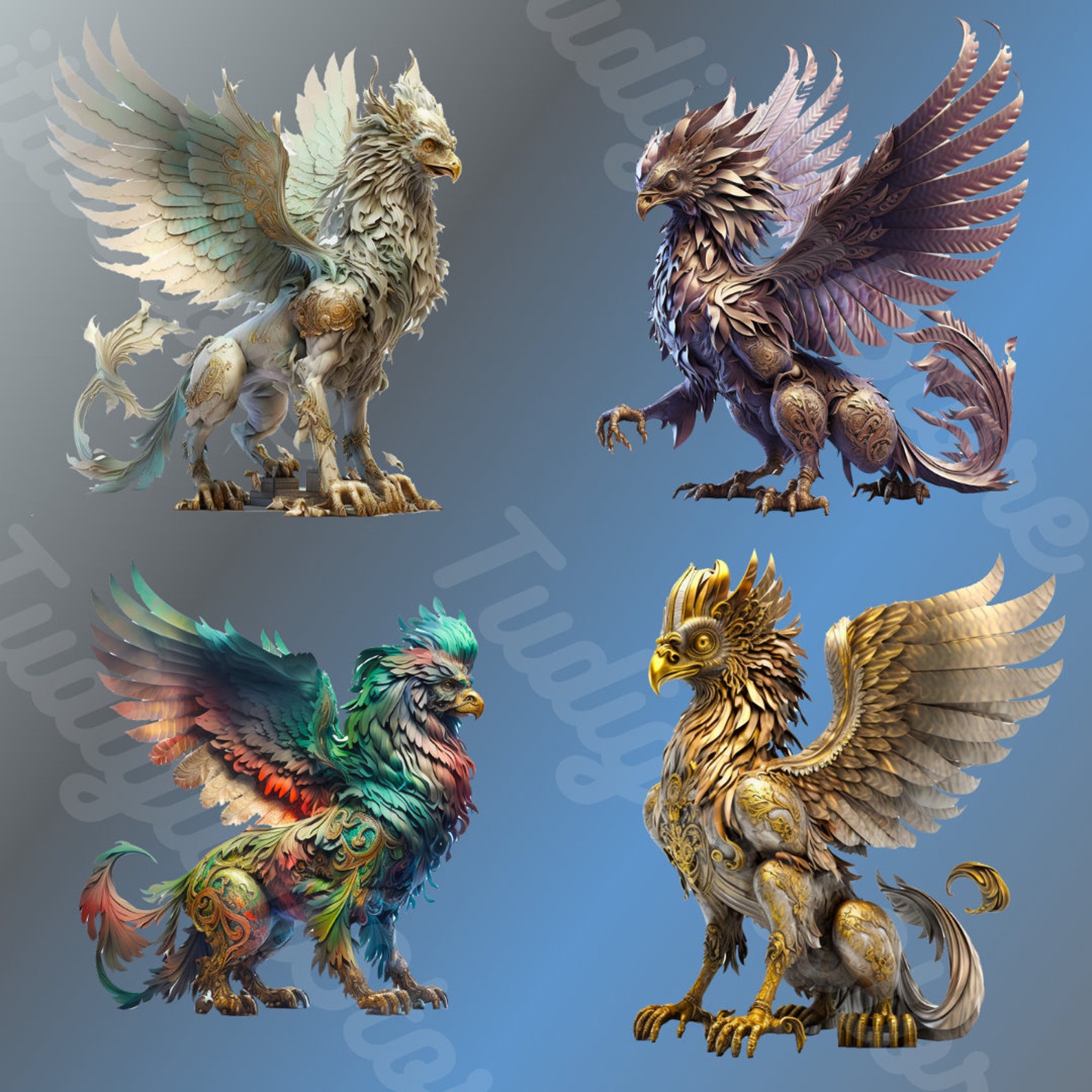 Fantasy Griffin Clipart Mythical Creatures Clipart Bundle Magical ...