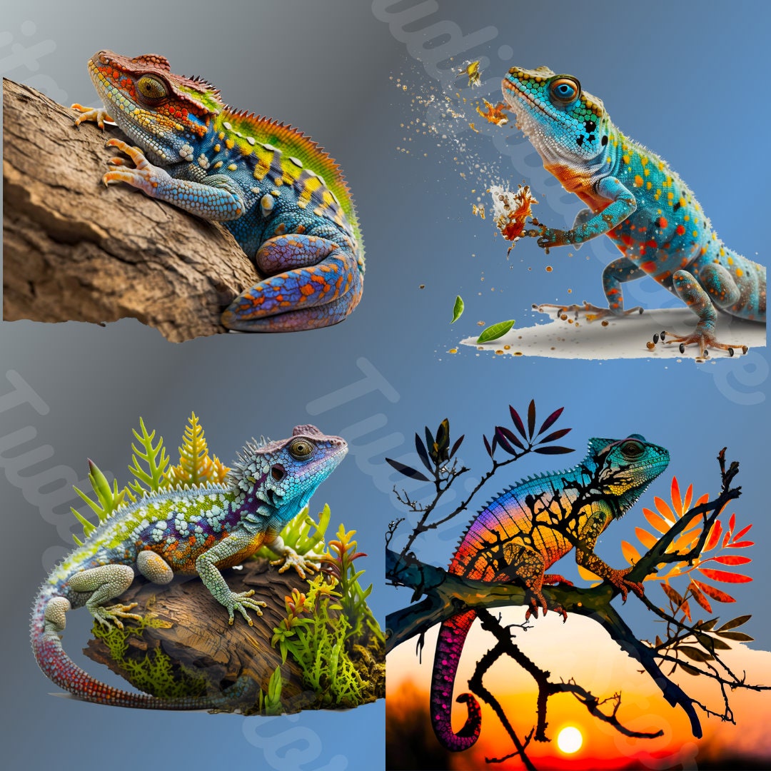 Colorful Lizard Clipart - 24 PNG Bundle - Lizard Lover - Reptile ...