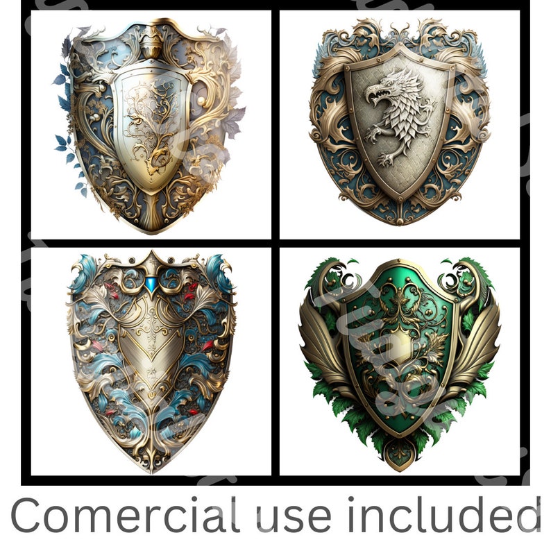Shield Clipart - 24 Fantasy Shield PNG - Armor Clipart - Stylized ...