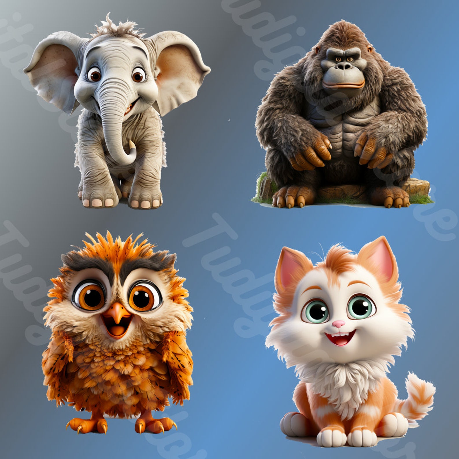 Cute Animal Clipart 20 Baby Animal PNG Nursery Animals - Etsy