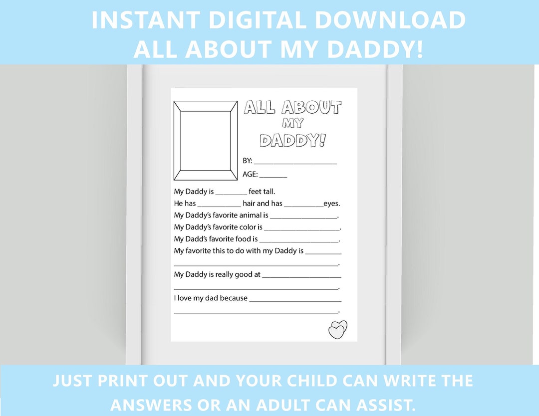 All About My Daddy Worksheet - Etsy