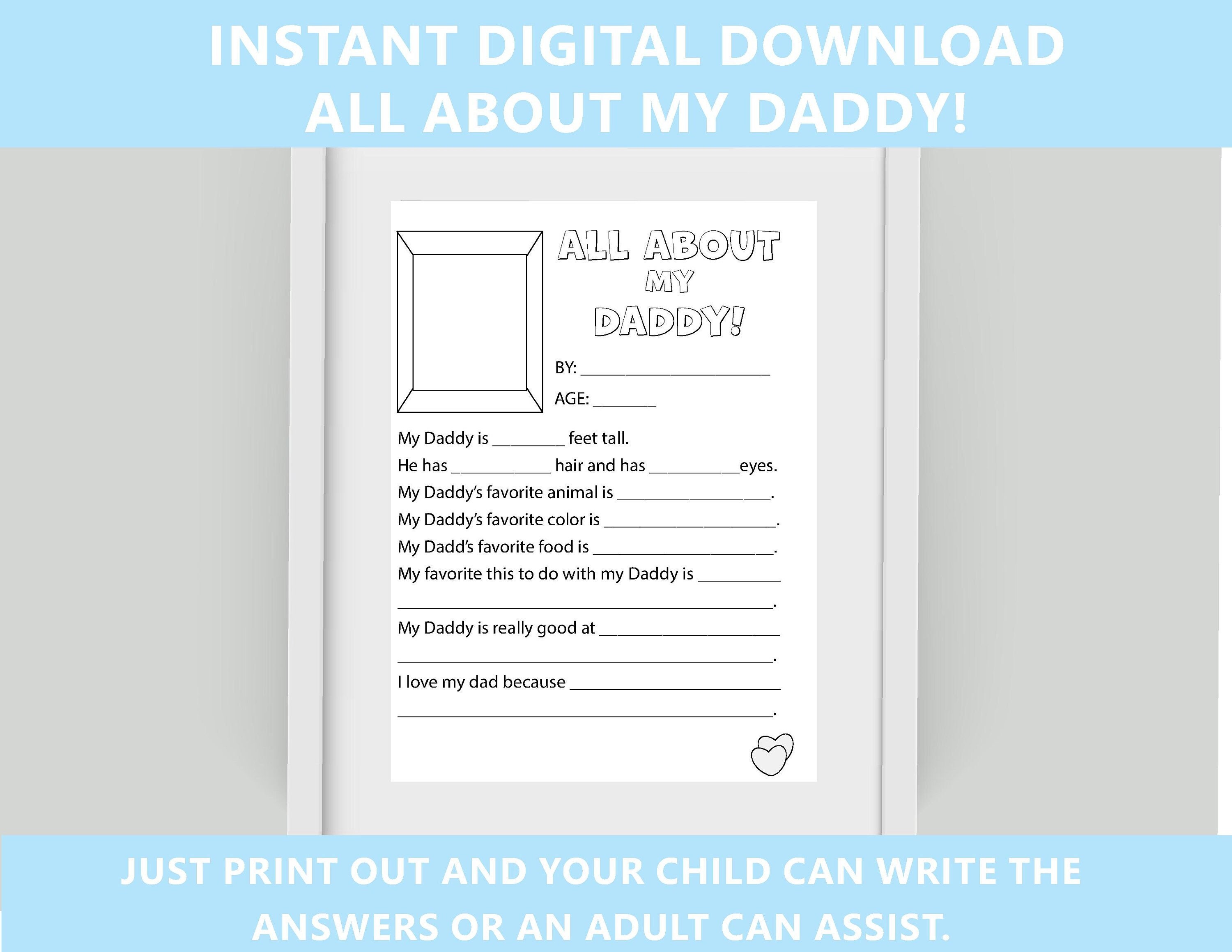 All About My Daddy Worksheet - Etsy