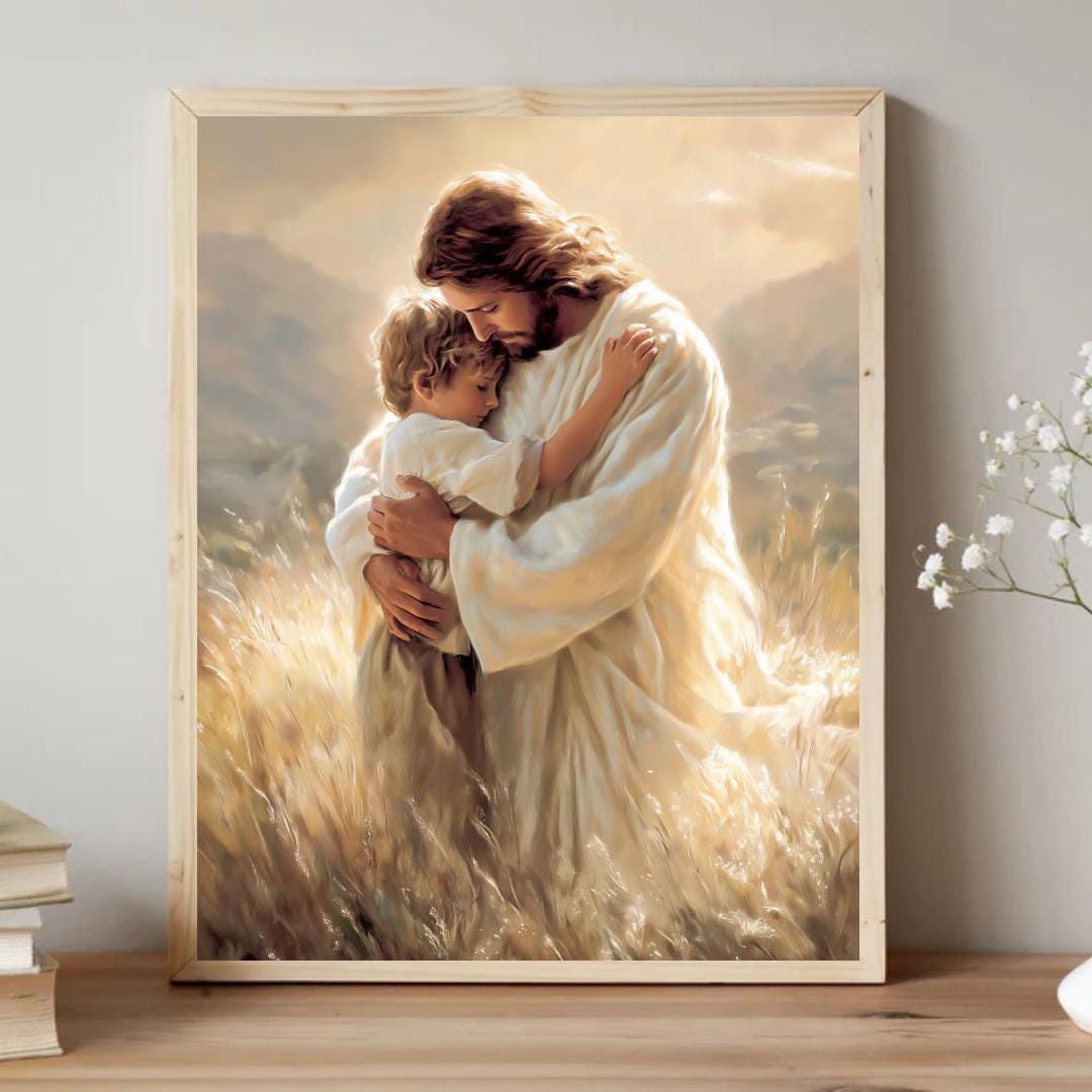 Christ Hugging Blond Boy | Jesus Christian LDS Wall Decor Baptism Art ...