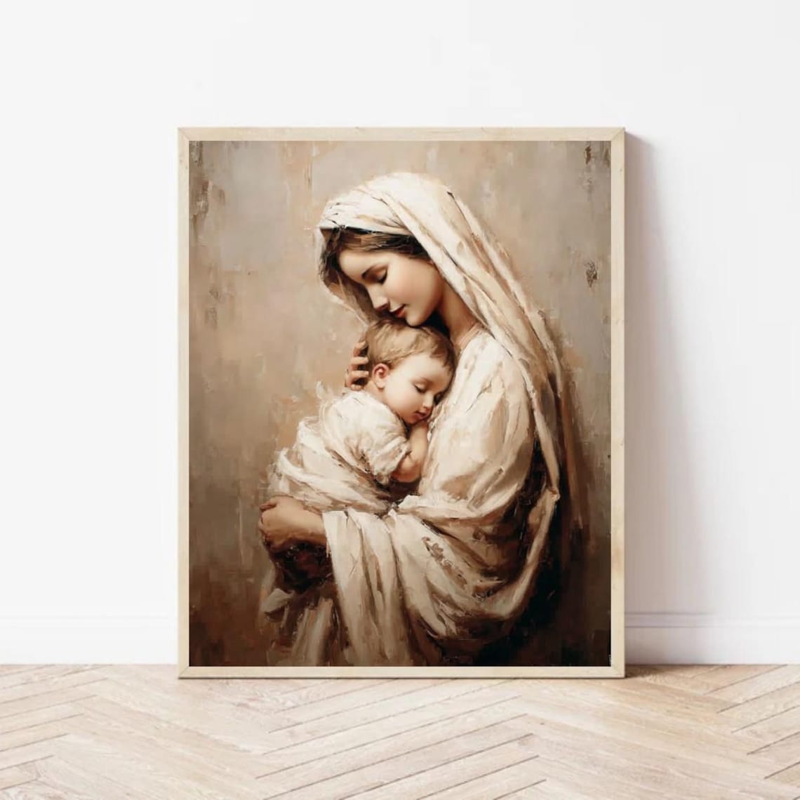 Virgin Mary and Baby Jesus Art Print, Nativity Scene (digital Download ...