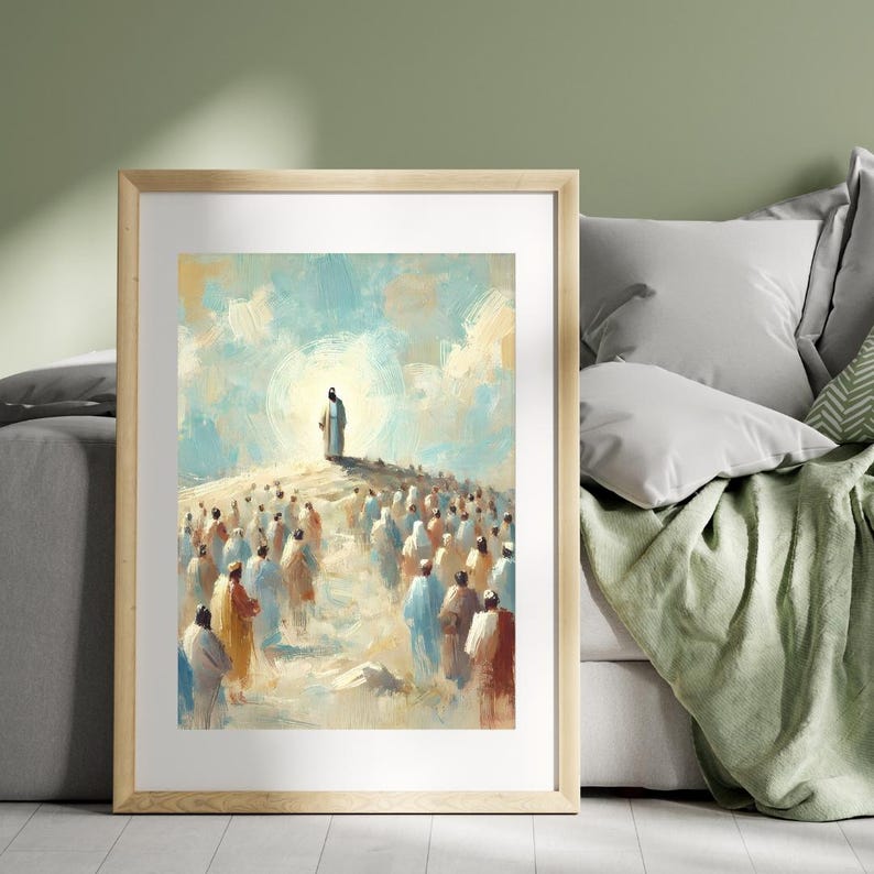 Jesus Teaching on the Mount Inspirational Christian Art Print Sermon on ...
