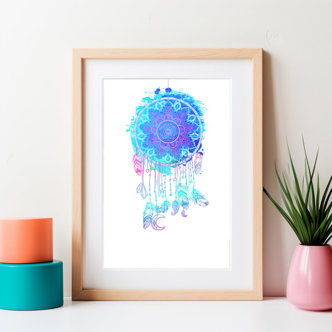 Watercolor Dream Catcher Poster, Mindfulness Poster, Zen Symbol ...