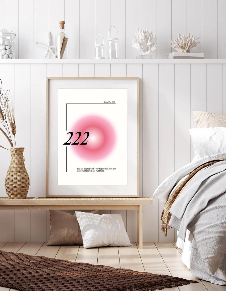 222 Angel Number Poster, Printable Wall Art, Minimalist Spiritual Decor ...