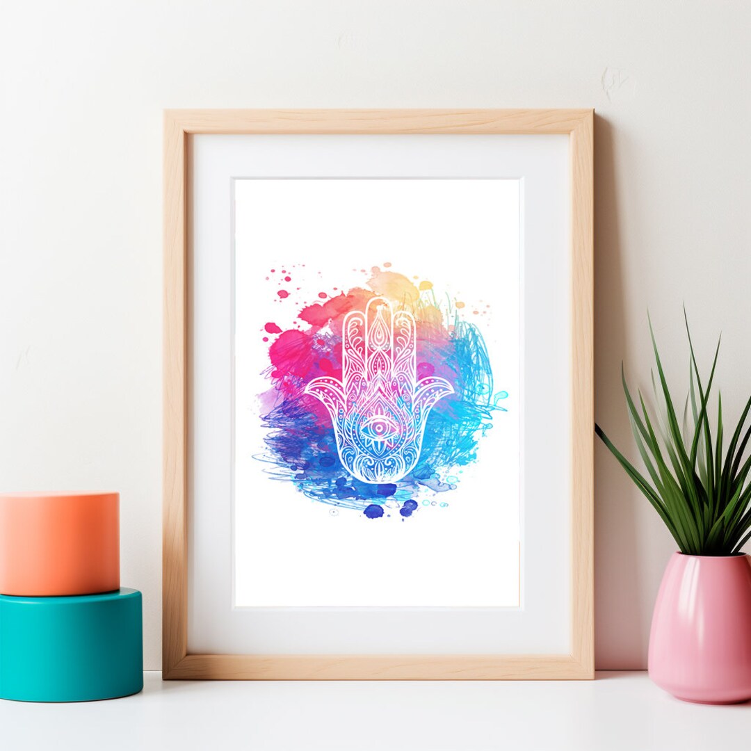 Watercolor Hamsa Hand Mindfulness Poster, Instant Download,motivational ...