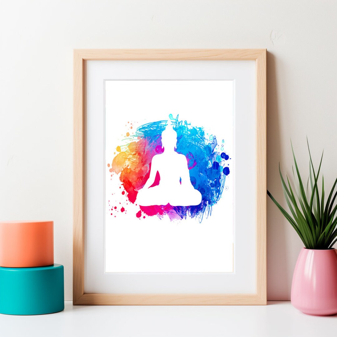 Watercolor Meditation Yogi Poster, Motivational Poster, Yoga Poster ...