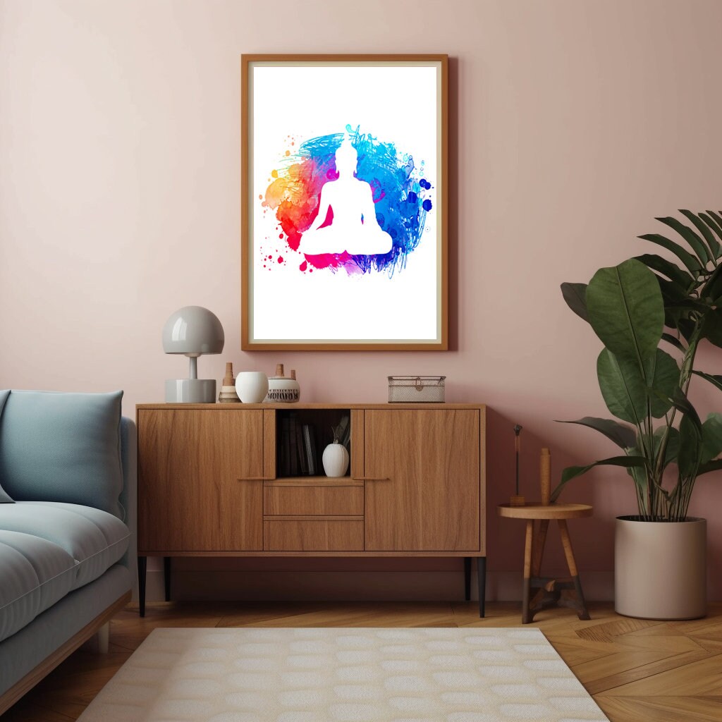 Watercolor Meditation Yogi Poster, Motivational Poster, Yoga Poster ...