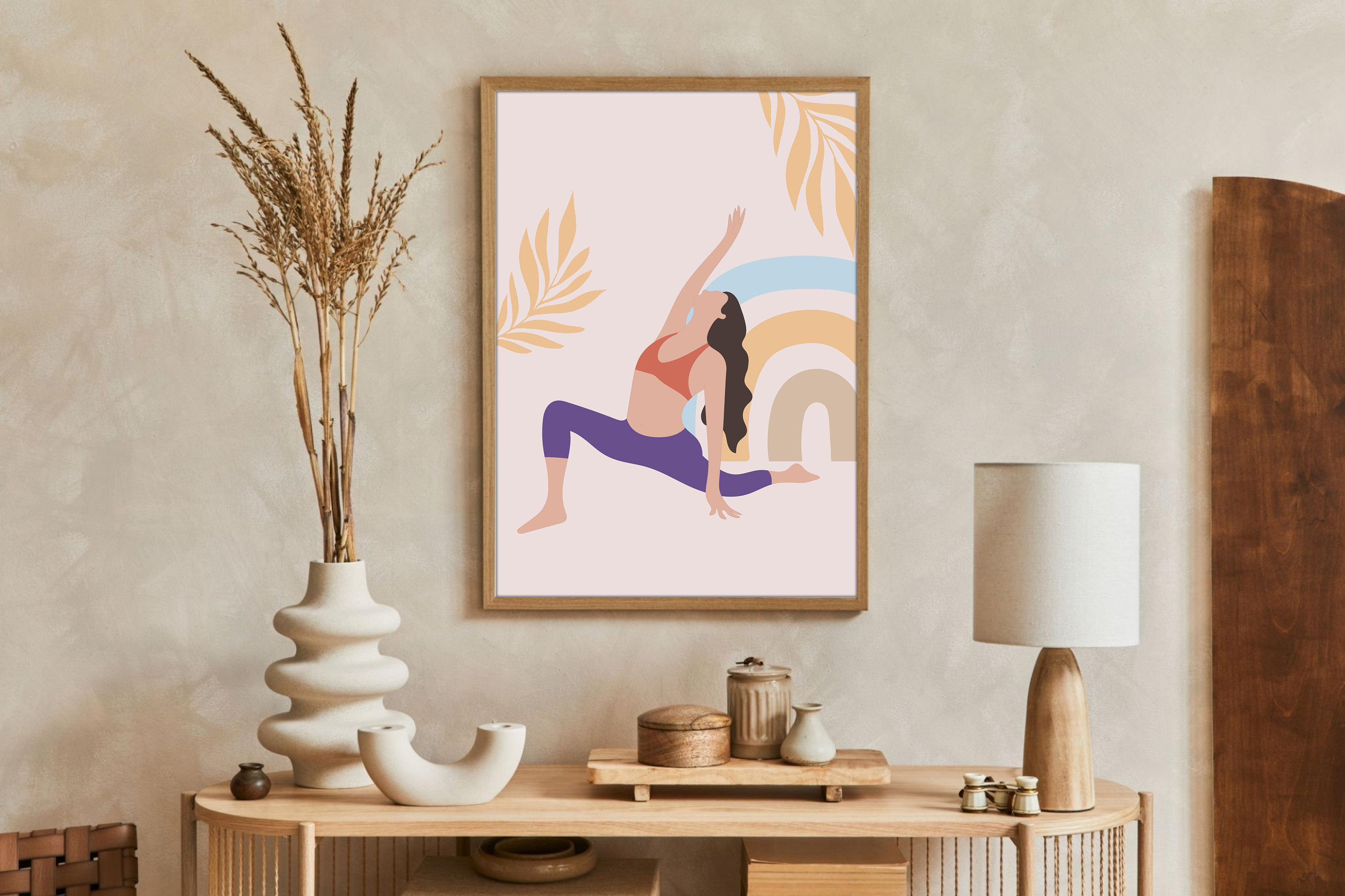 Reverse Crescent Low Lunge Pose Poster, Viparita Parivrtta Anjaneyasana ...