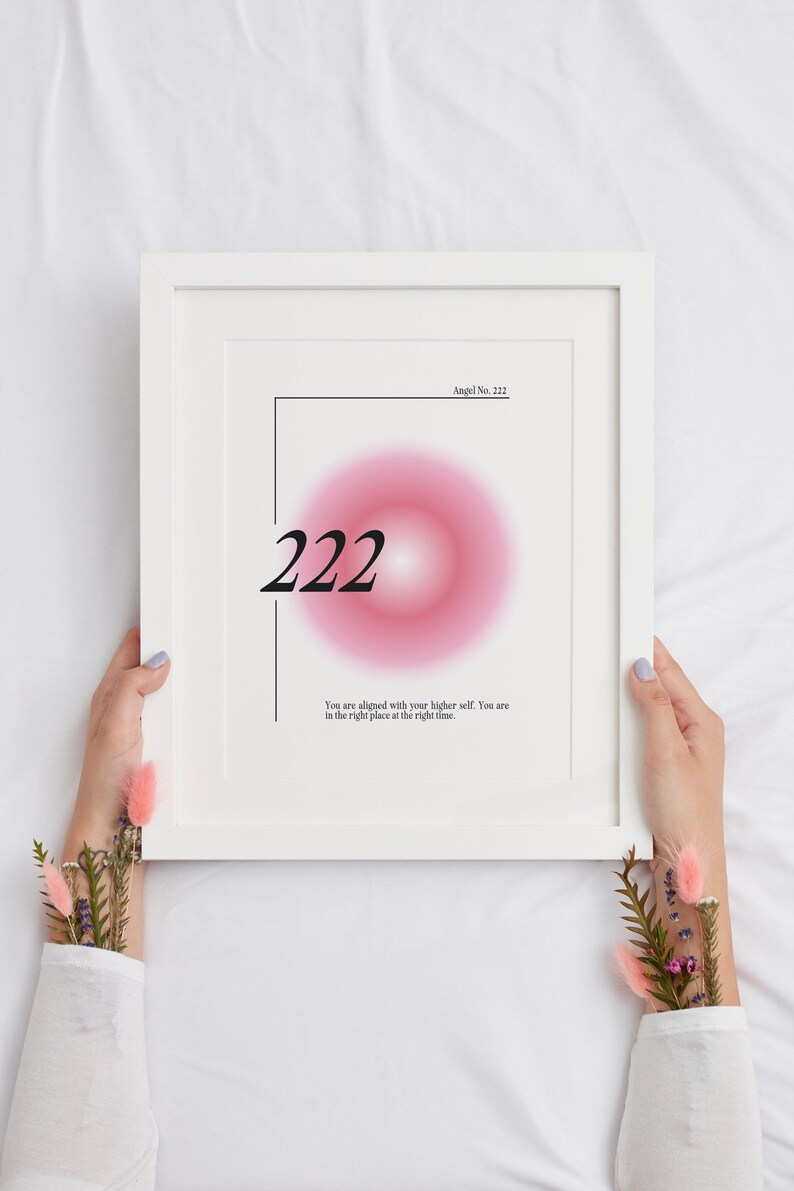 222 Angel Number Poster, Printable Wall Art, Minimalist Spiritual Decor ...