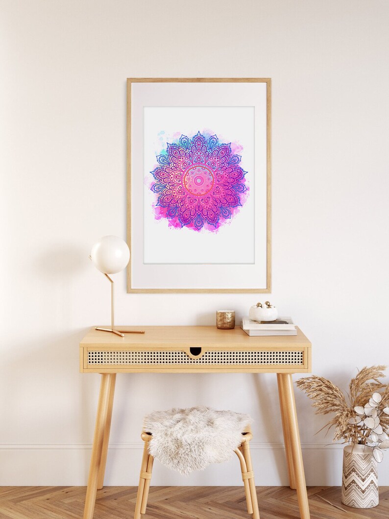 Watercolor Mandala Zen Poster, Mindfulness Poster, Zen Symbol ...