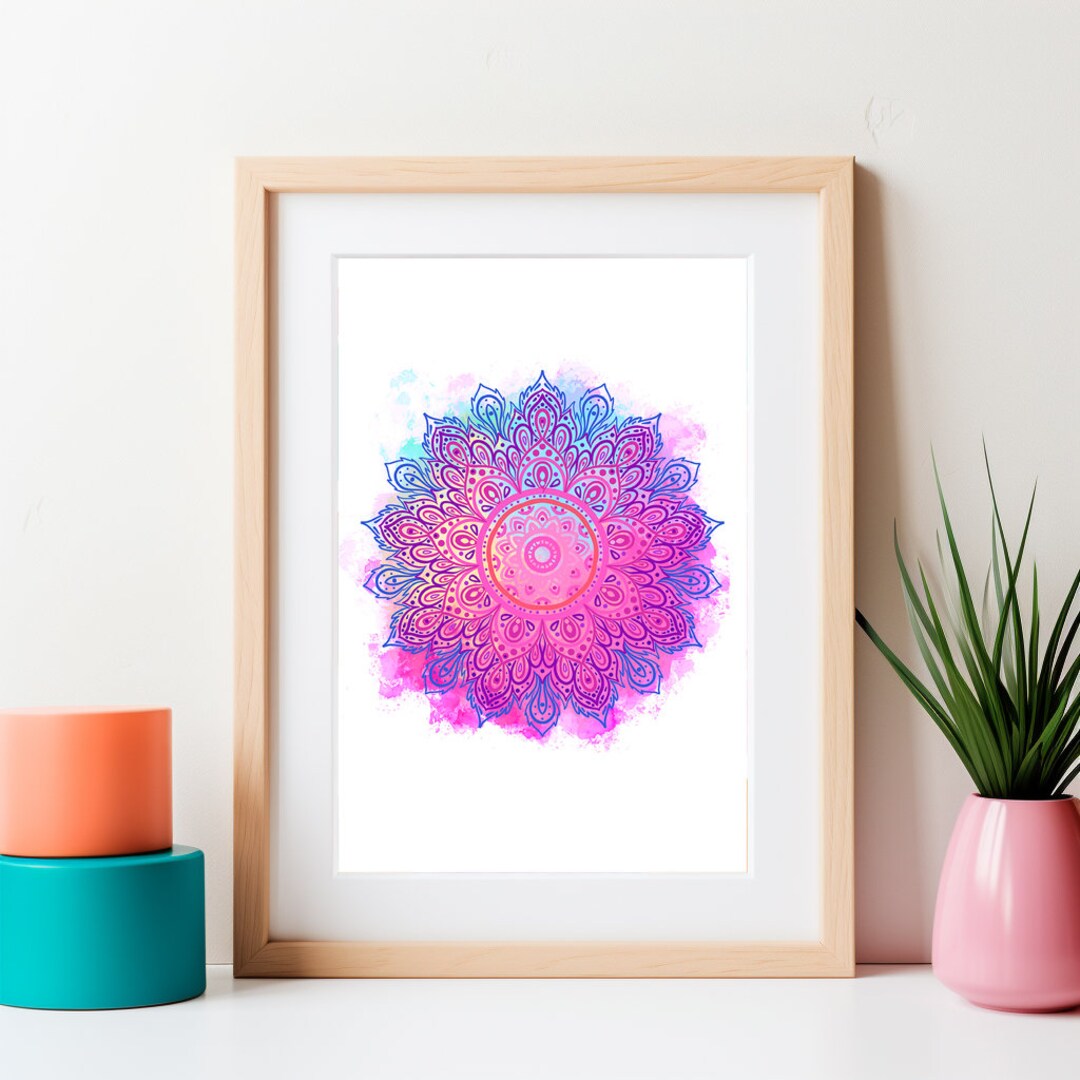 Watercolor Mandala Zen Poster, Mindfulness Poster, Zen Symbol ...