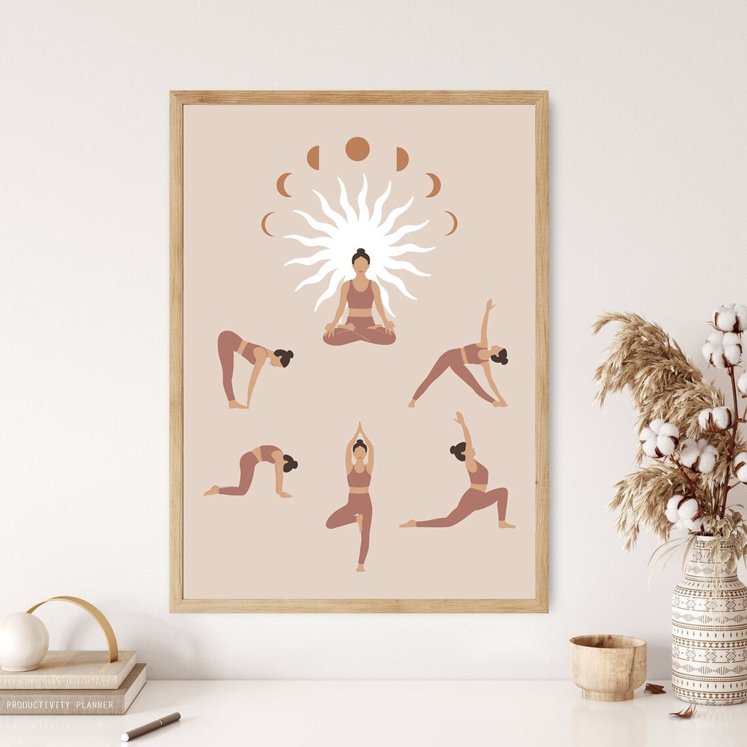 Moon Flow Yoga Poster, Yoga Poses, Yoga Poster, Yoga Pose Poster, Yoga ...