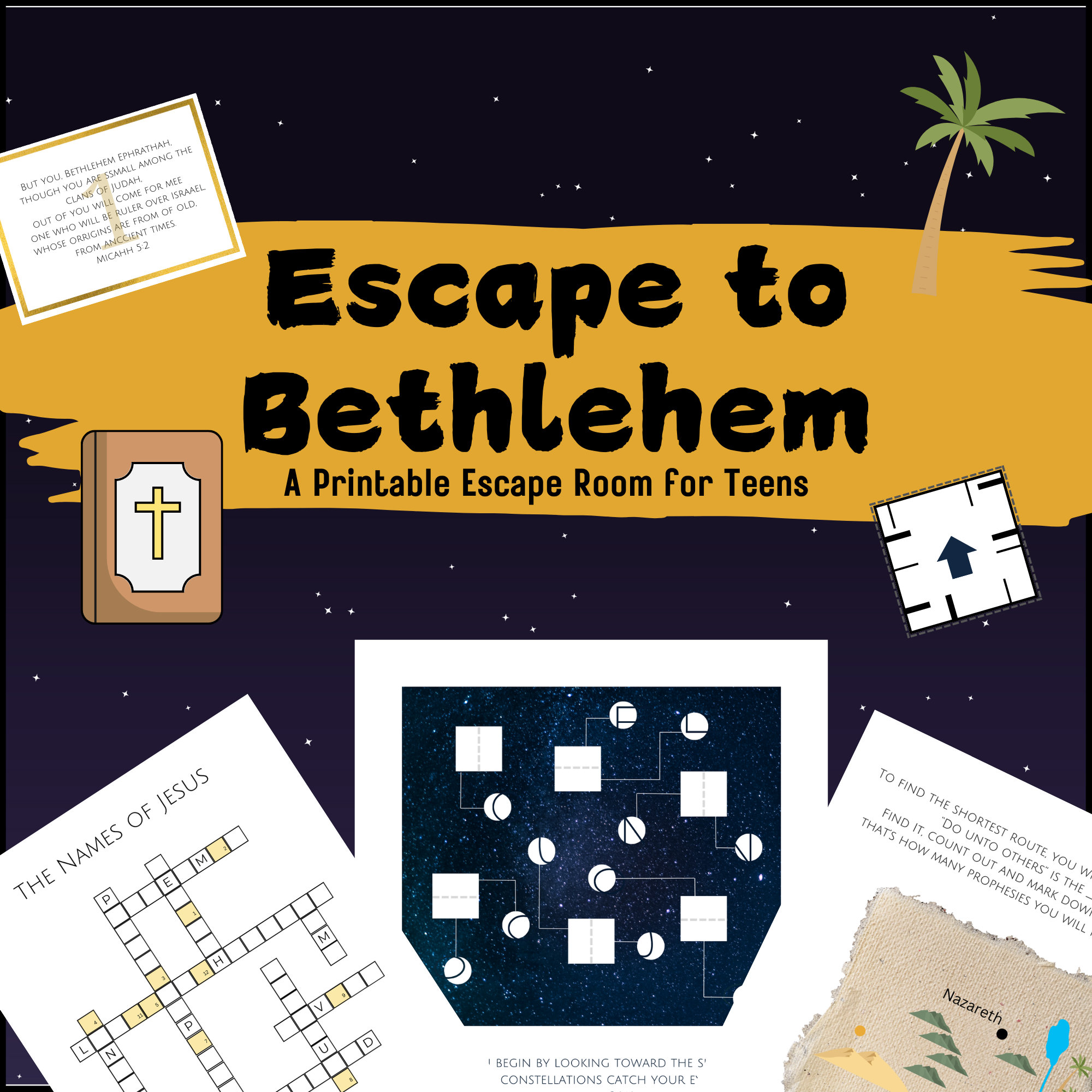 Escape to Bethlehem: Instant Printable Christmas Nativity Escape Room ...