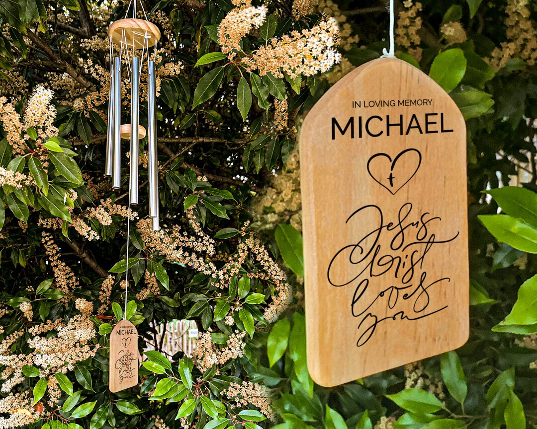 Jesus Christ Loves You Custom Wind Chime Quote Memorial Windchime With ...