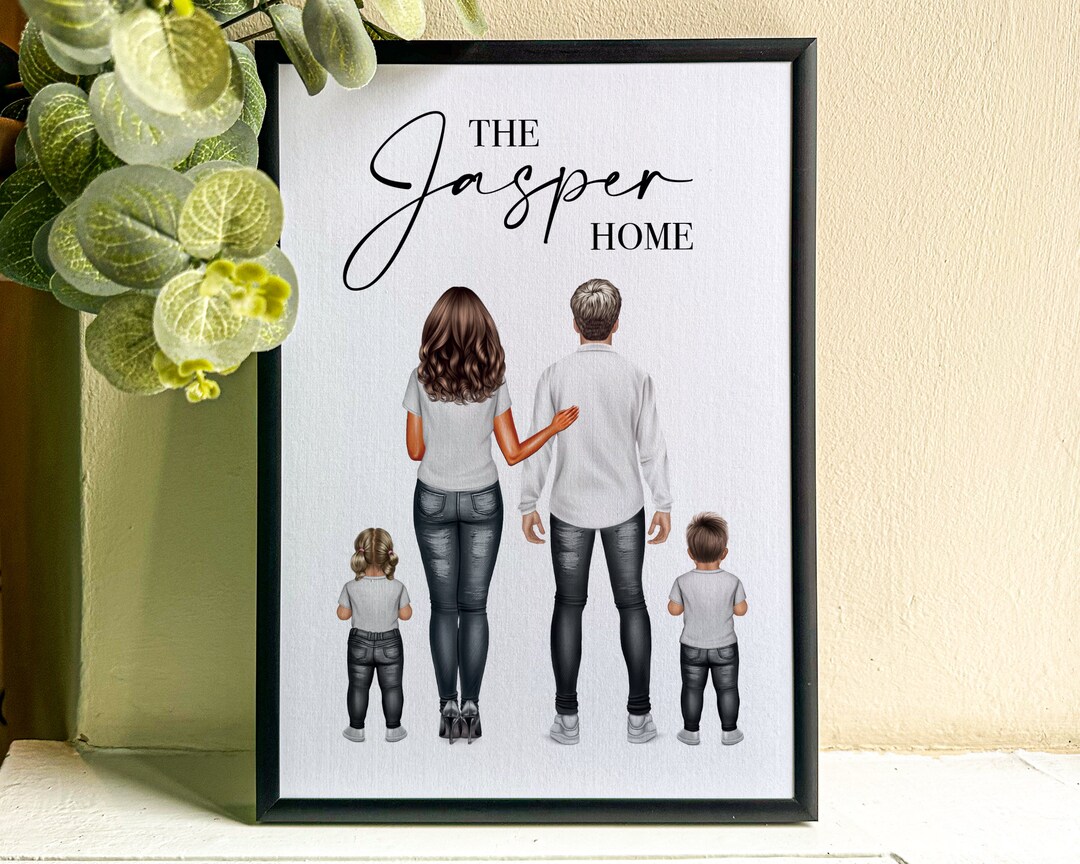 Personalized Family Home Wall Art Illustration, Custom Family Portrait ...