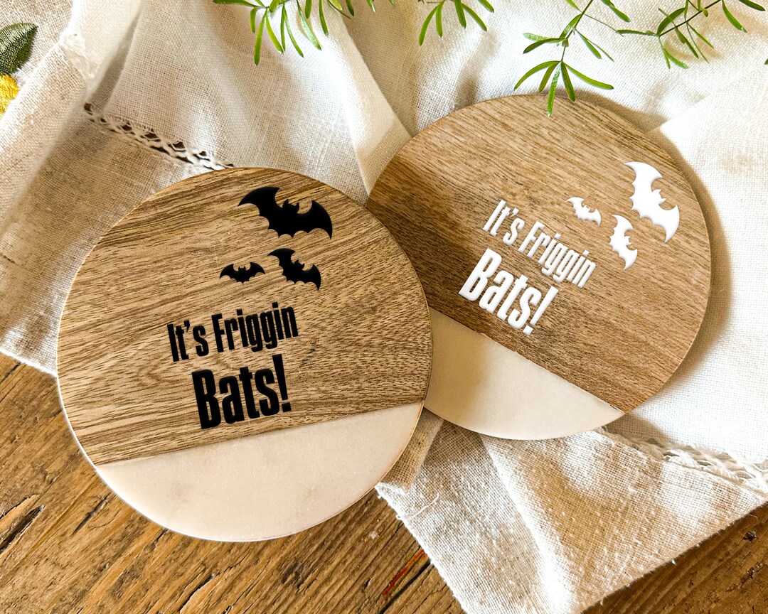Its Friggin Bats Meme, Bat Coaster Design, Halloween Theme Decor, Wood ...