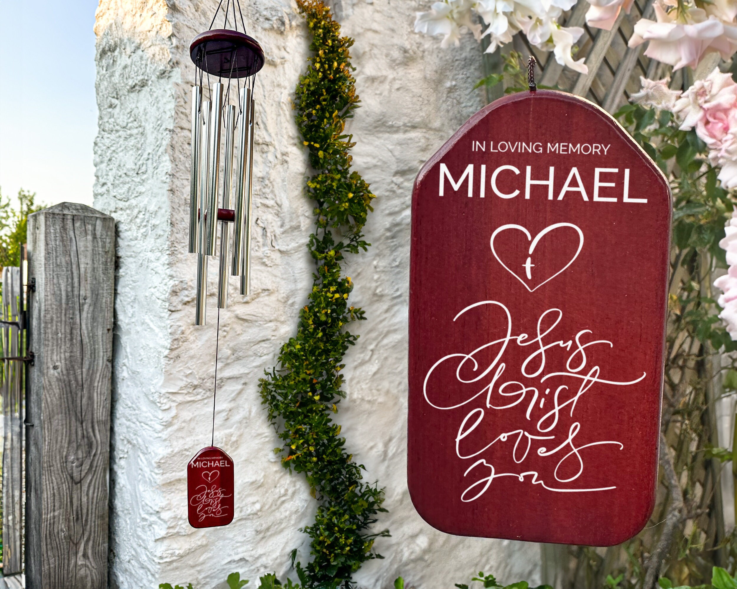 Jesus Christ Loves You Custom Wind Chime Quote Memorial Windchime With ...