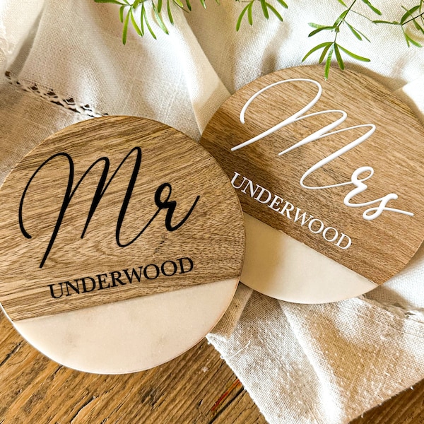 Custom Mr Mrs Coasters - Etsy