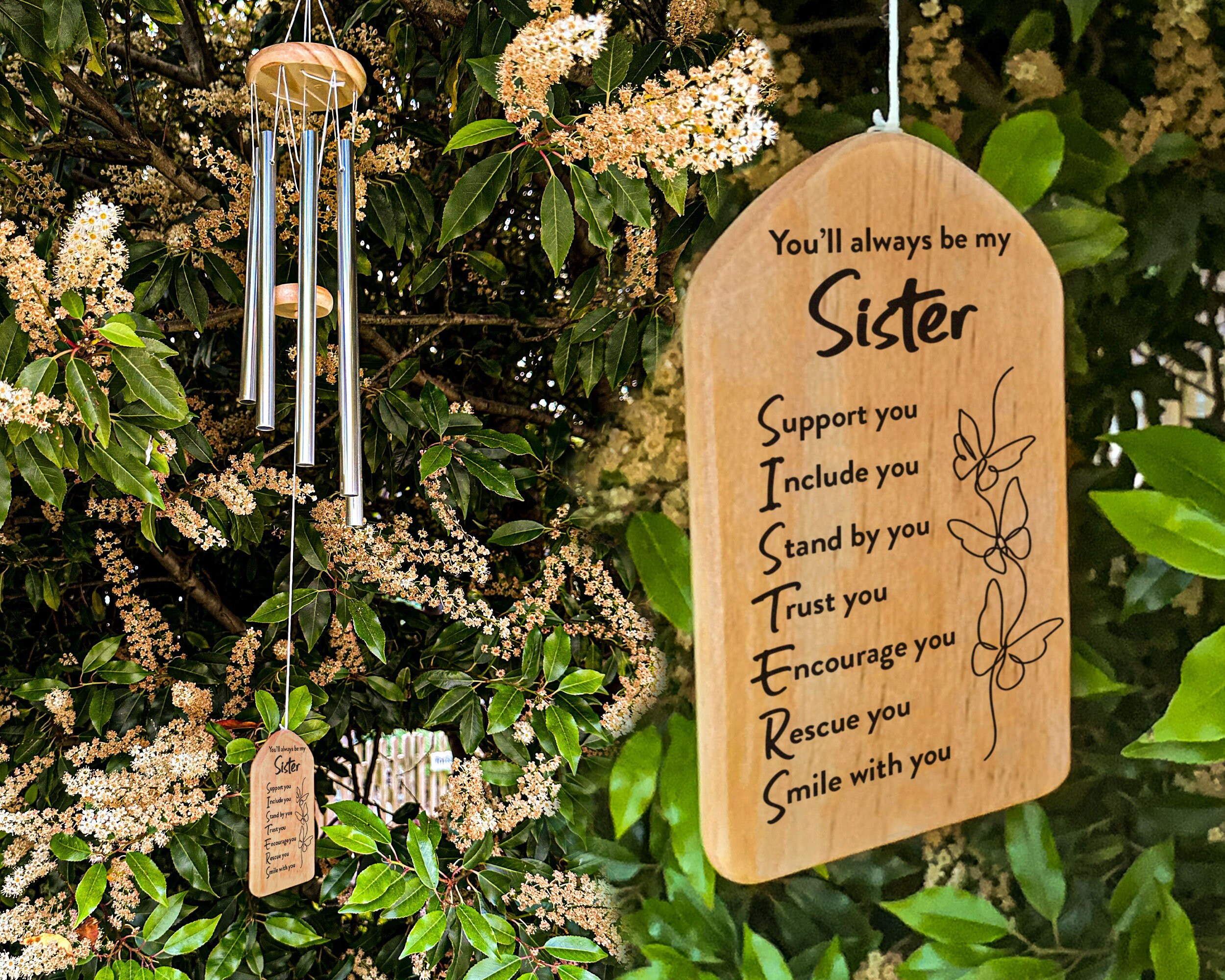 Natural Wood Sister Definition Windchime Gifts for Your Sibling You'll ...