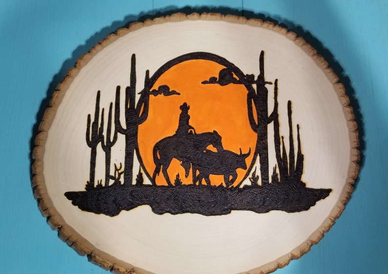Pyrography, Western, Wood, Acrylic, Burn - Etsy